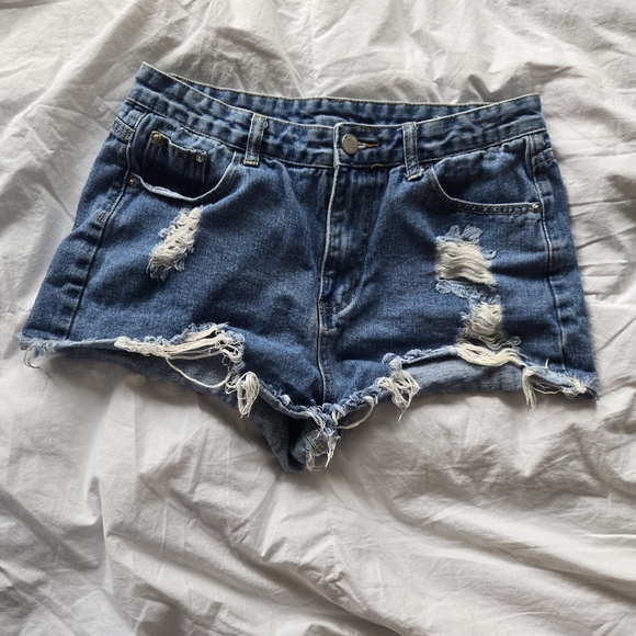 SHEIN | Shorts | Shein Low Waisted Distressed Cut Off Denim Shorts ...